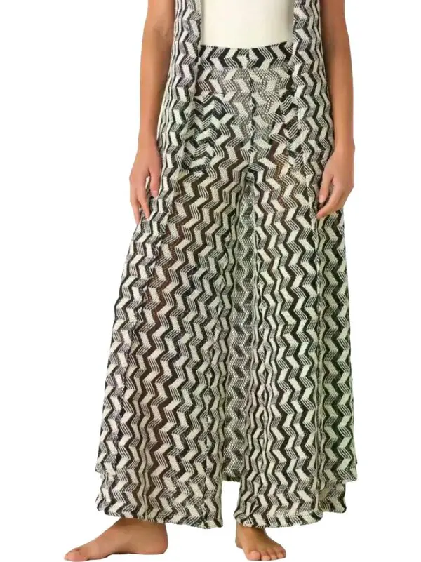 PALMACEA Zigzag-print Wide-leg Trousers - Black