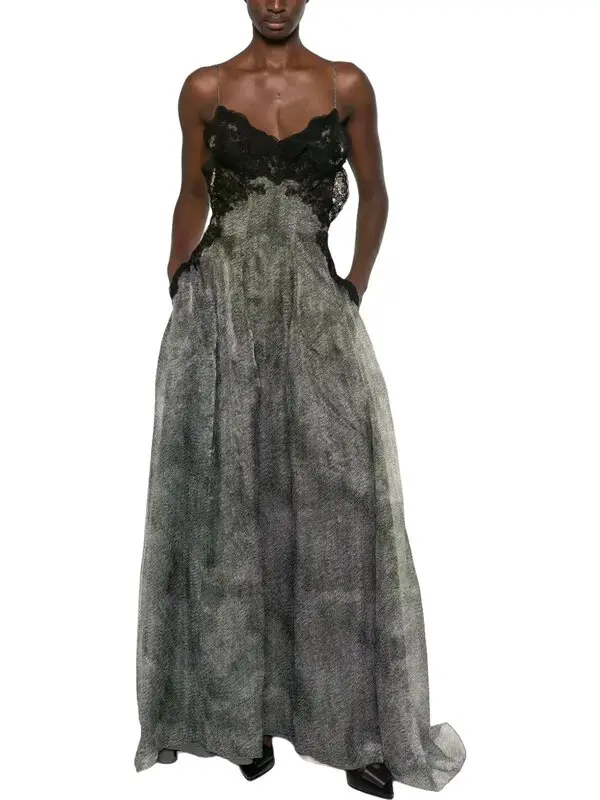 Ermanno Scervino Lace-trimmed Maxi Dress - Black