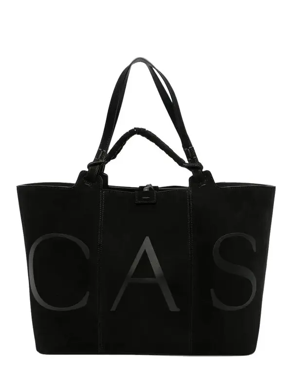 Casadei Galleria Logo-print Leather Tote Bag - Black