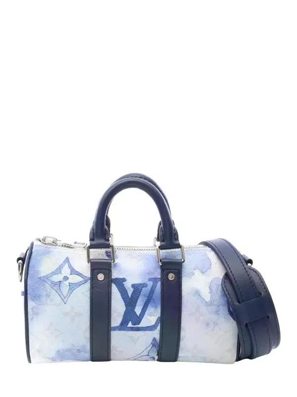 LOUIS VUITTON Monogram Watercolor Keepall Bandouliere Xs Satchel - White