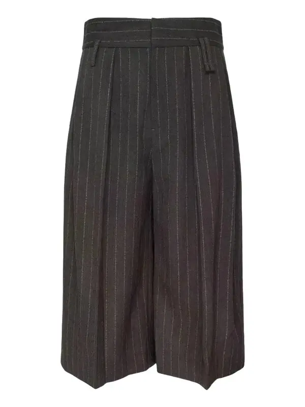 Simone Rocha Pinstripe Pleated Shorts - Brown