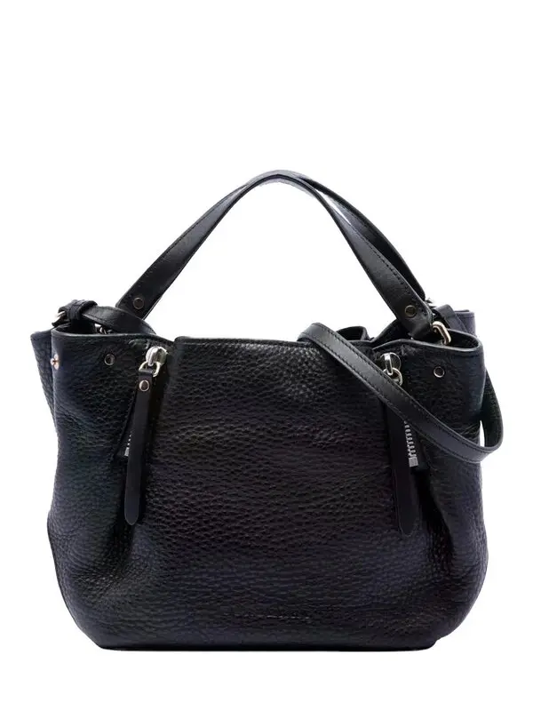 Burberry Leather And House Check Canvas Maidstone Satchel - Black