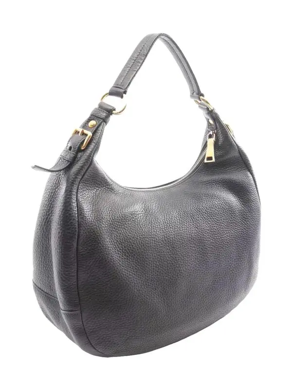 Prada Vitello Daino Zip Top Hobo Bag - Black