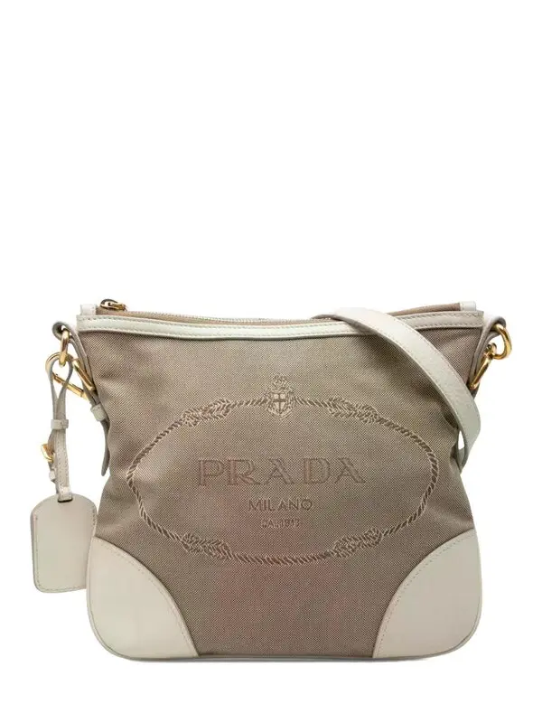Prada 2000-2013 Canvas Canapa Logo Crossbody Bag - Neutrals