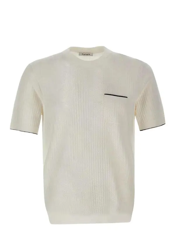 KANGRA Fine-knit Ribbed T-shirt - White