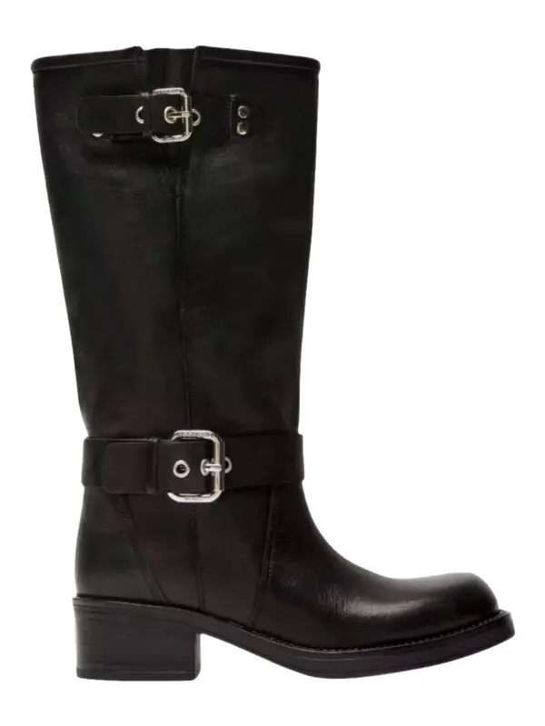 Max Mara Buckle-detail Leather Boots - Black