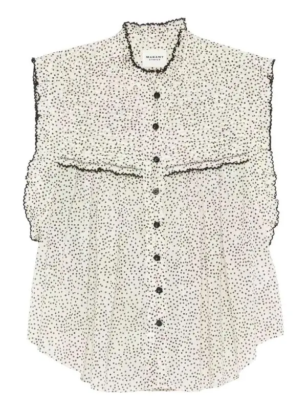 MARANT ETOILE Polka-dot Ruffled Blouse - Neutrals