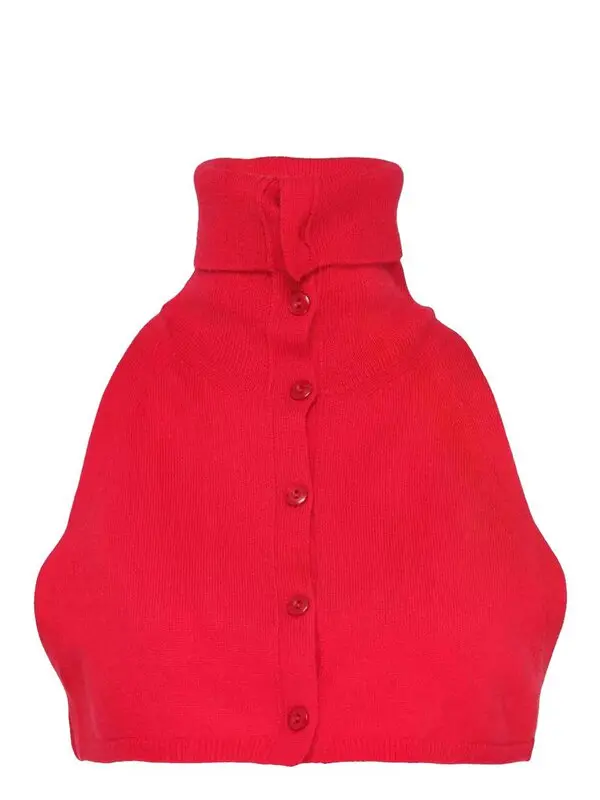 OPEN YY Button-up Knit Collar - Red
