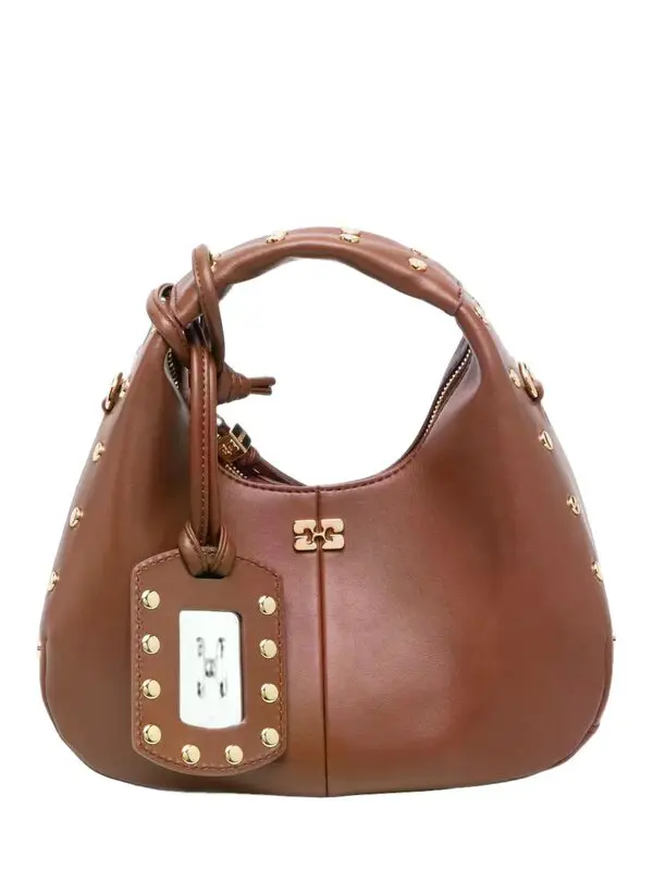 GANNI Stud-embellished Hobo Tote Bag - Brown