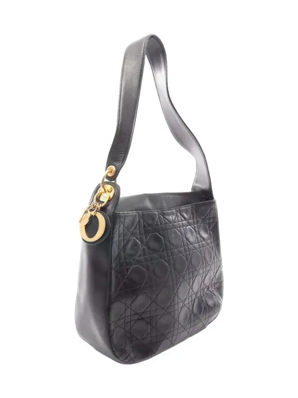 Dior 2000s Cannage Quilting Shoulder Bag - Black