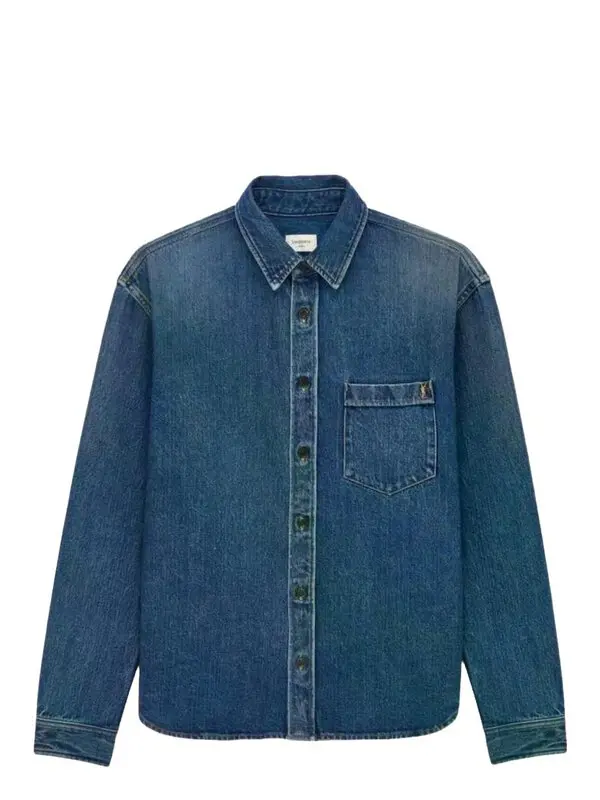 Saint Laurent Cassandre Shirt In Denim - Blue