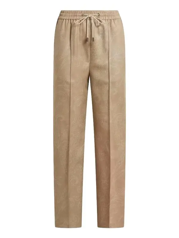 Etro Sporty-style Wool Jacquard Trousers - Neutrals