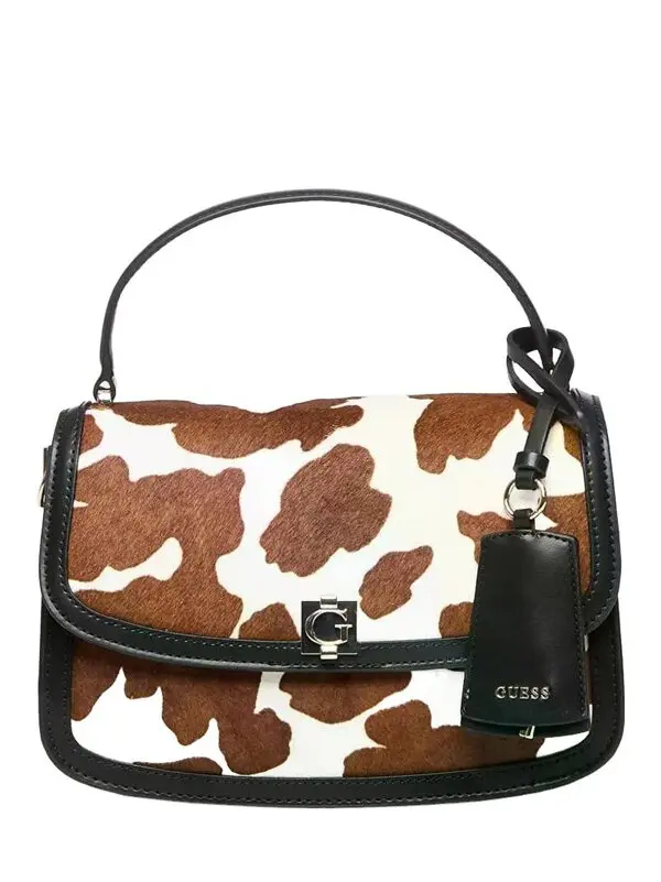 Guess Audrey Cow-print Logo-plaque Tote Bag - Brown