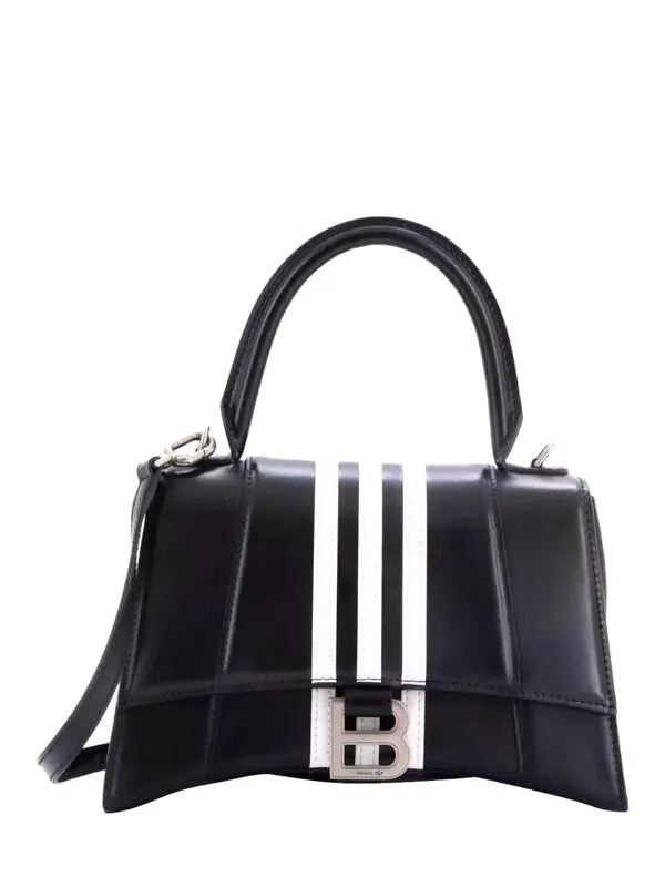 Balenciaga X Adidas Hourglass Top Handle Bag Leather Satchel - Black
