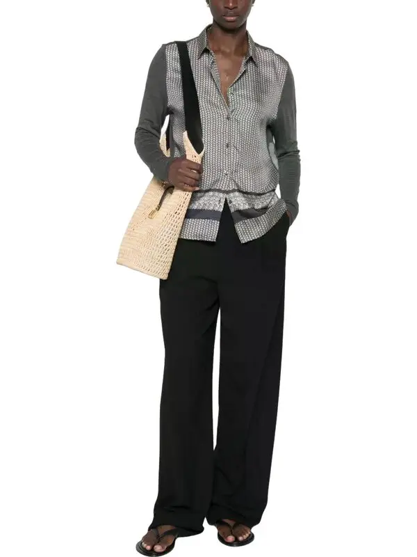 WHYCI MILANO Geometric-print Panelled Shirt - Grey
