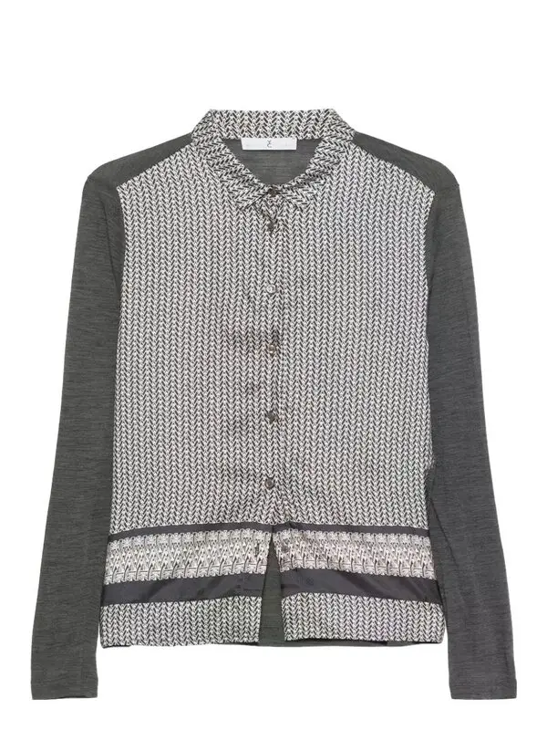 WHYCI MILANO Geometric-print Panelled Shirt - Grey