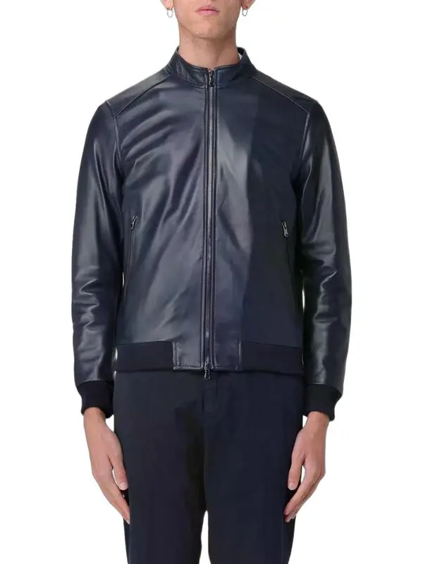 XC Leather Bomber Jacket - Blue