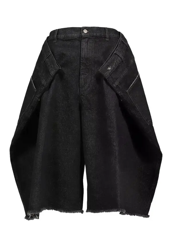 LỰU ĐẠN Cut-off Wide-fit Shorts - Black