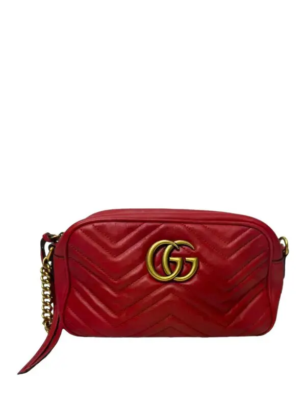 Gucci Late 2010s Marmont Quilted Shoulder Bag - Red