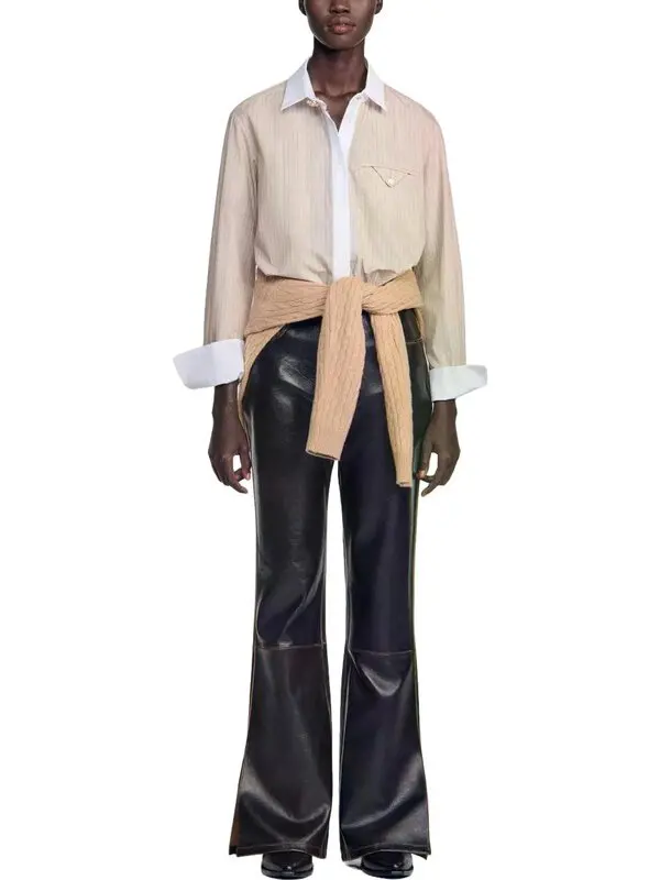 Sandro Striped Oversized Button-up Shirt - Neutrals