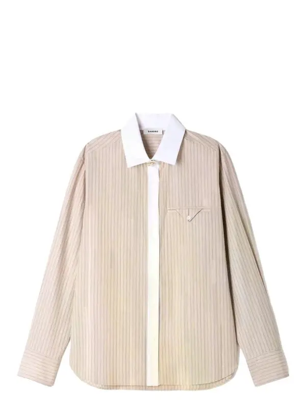 Sandro Striped Oversized Button-up Shirt - Neutrals