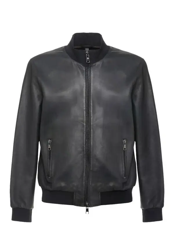 THE JACK LEATHERS Derek Zip-up Leather Jacket - Black