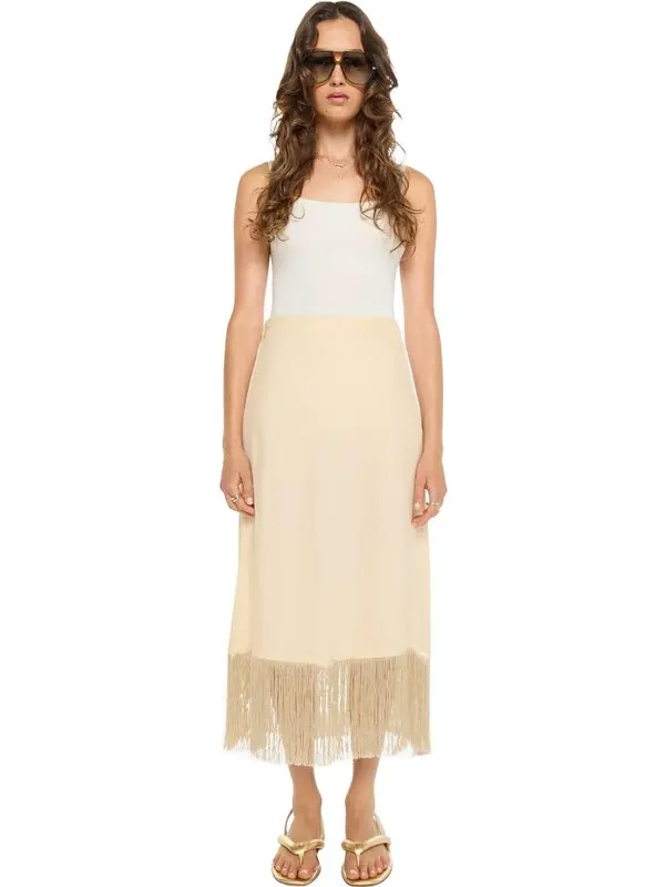 Natalie Martin Anita Fringe Midi Skirt - Cream