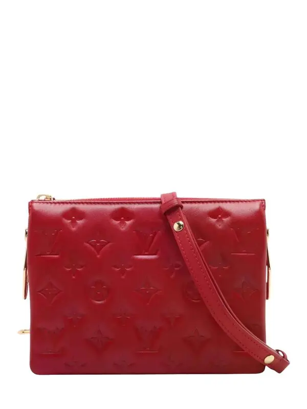 LOUIS VUITTON Monogram Embossed Lambskin Coussin Bb Satchel - Red