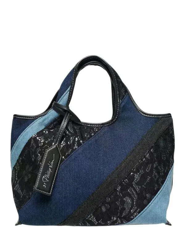 3.1 Phillip Lim Mini Lace-panelled Patchwork Tote Bag - Blue