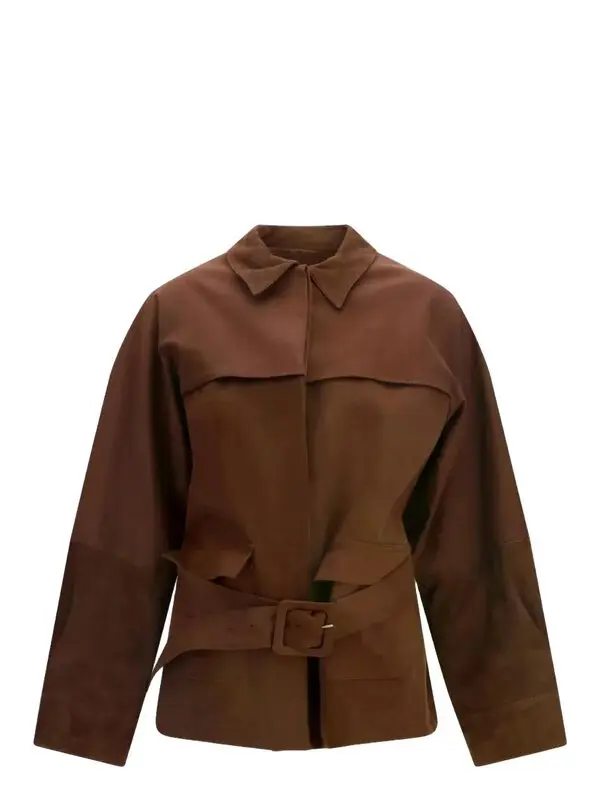Fabiana Filippi Belted Suede-trimmed Jacket - Brown