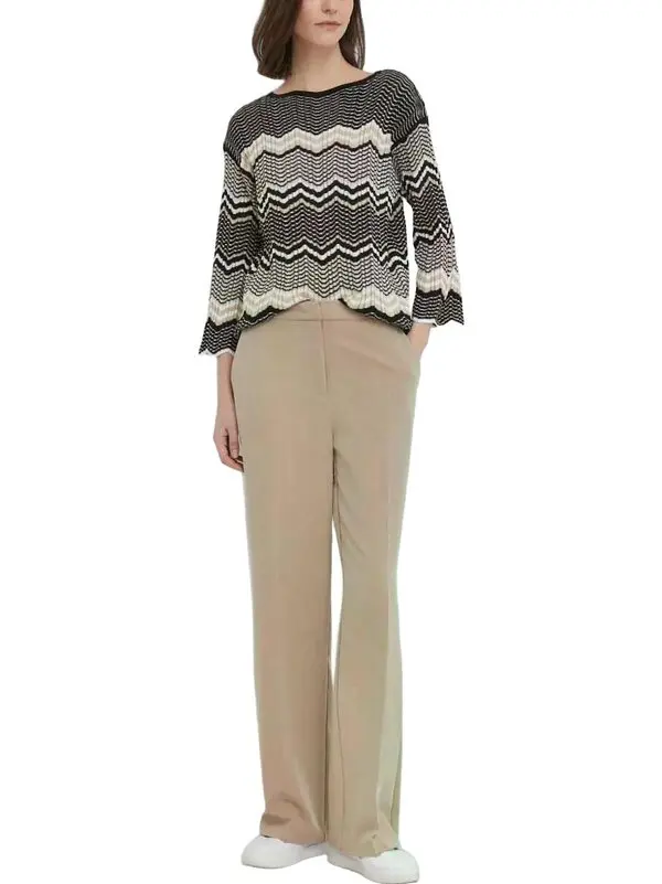 Sisley Chevron-pattern Knit Sweater - Black