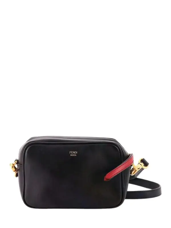 Fendi Camera Bag Zucca Embossed Leather Small Crossbody Bag - Black