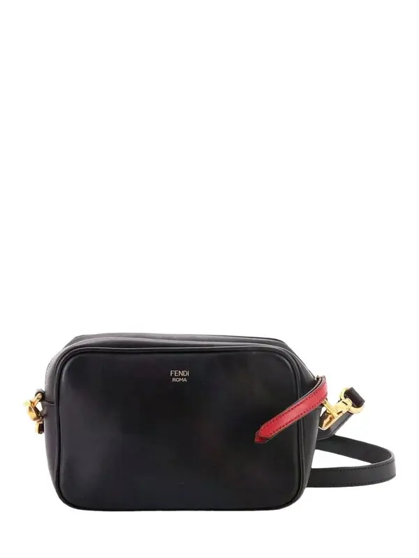 Fendi Camera Bag Zucca Embossed Leather Small Crossbody Bag - Black