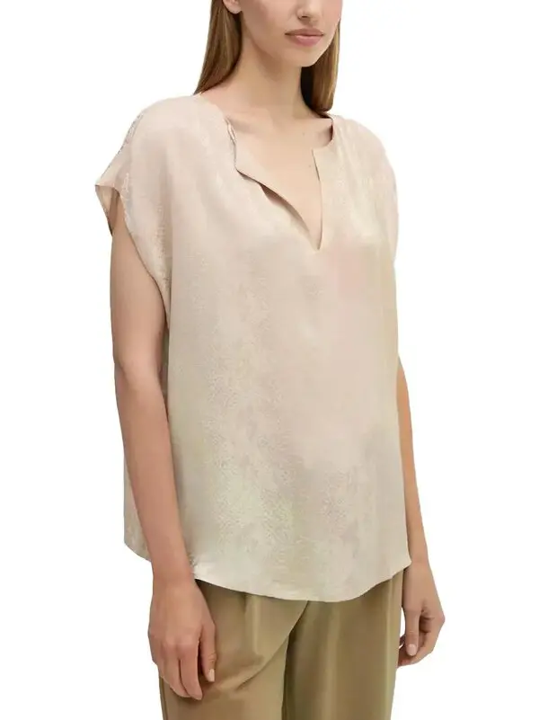 Sisley Snake Pattern V-neck Sleeveless Blouse - Pink