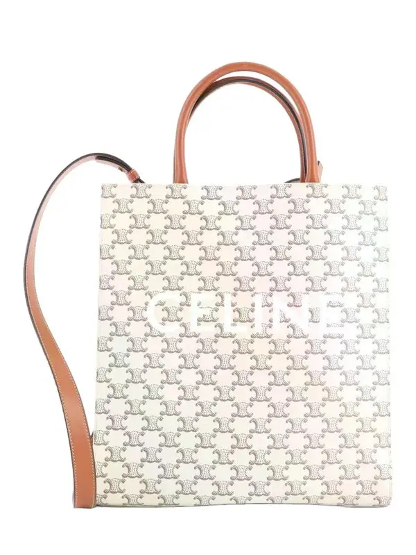 Celine Vertical Cabas Triomphe Coated Canvas Medium Tote Bag - Neutrals