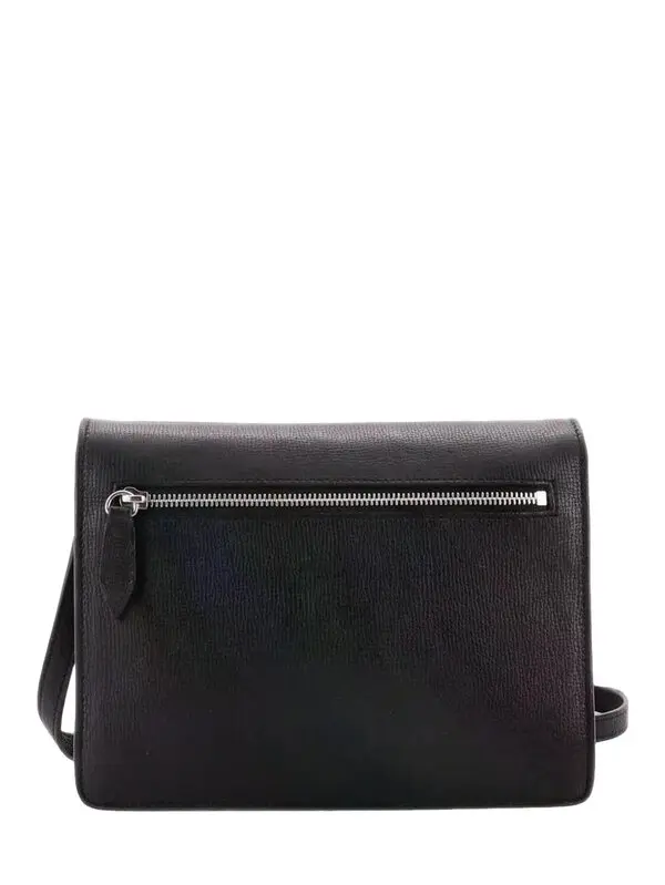 Burberry Macken Leather And Vintage Check Canvas Small Crossbody Bag - Black