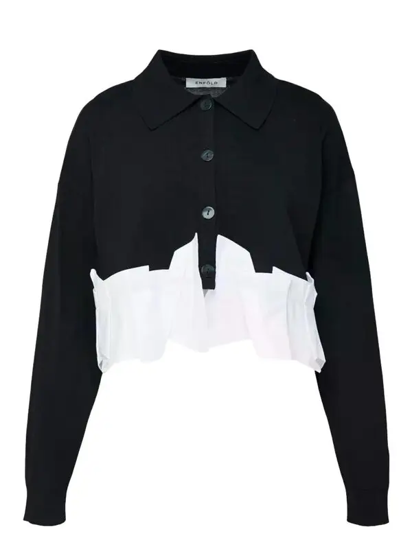 ENFOLD Tucked Docked-hem Cardigan - Black