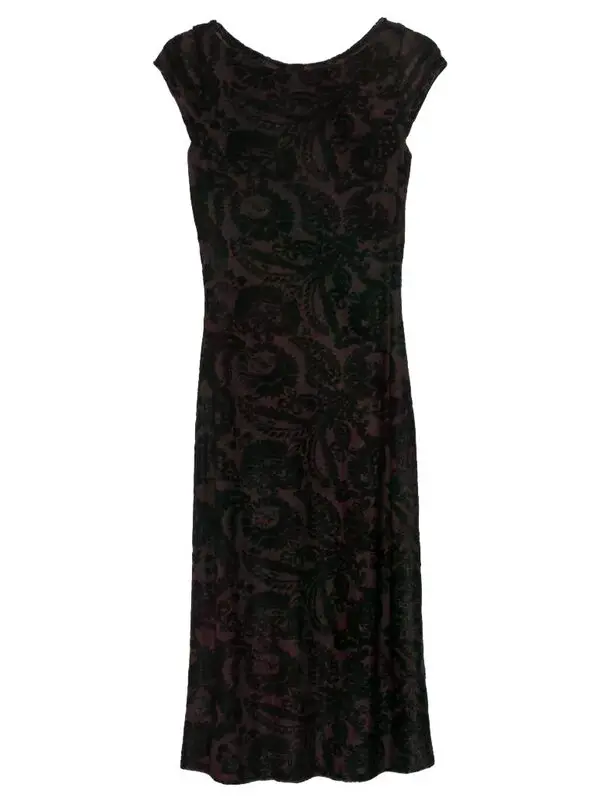 Etro Paisley-patterned Devoré Midi Dress - Black