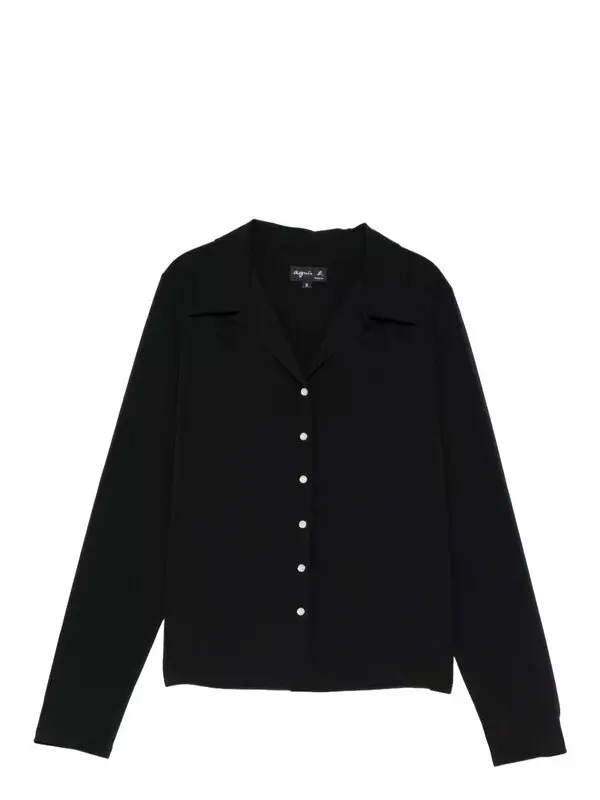 AGNES B. Open-collar Pearl-snap Shirt - Black