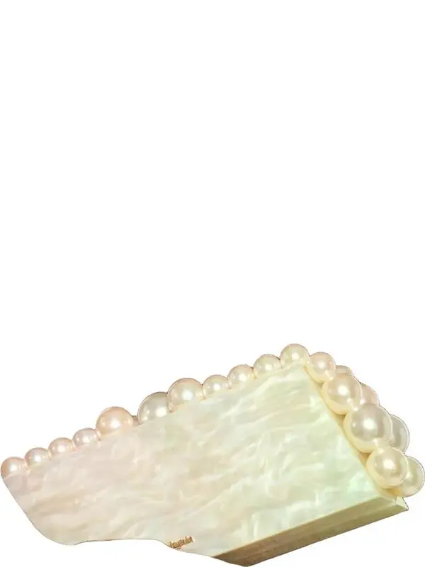 Cult Gaia Eos Lungo Faux-pearl Marbled Clutch Bag - Neutrals
