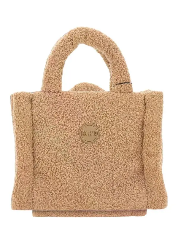 COLMAR Teddy-effect Logo-patch Tote Bag - Neutrals