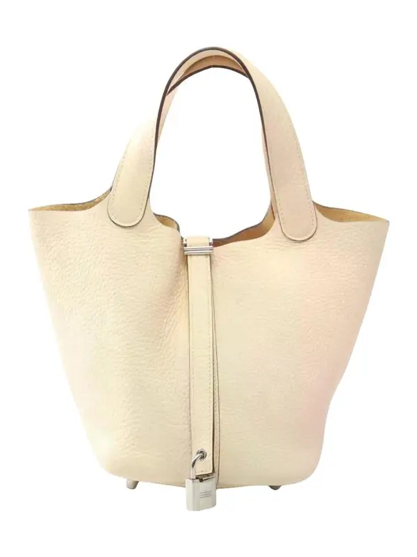 Hermès Clemence Picotin Lock Handbag - White