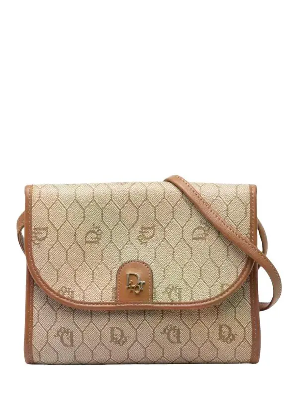Dior 1980-1990 Honeycomb Coated Canvas Crossbody Bag - Neutrals