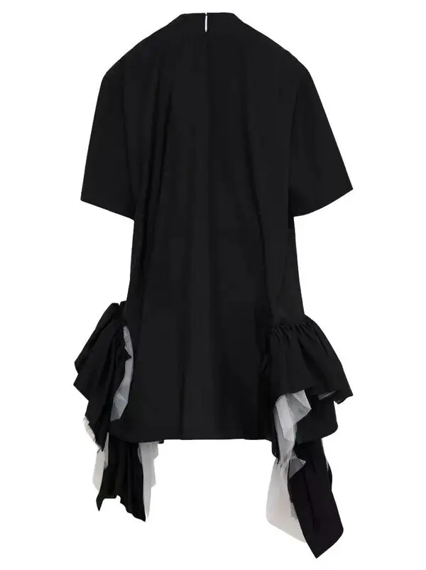 Junya Watanabe Graphic-print Ruffled Mini Dress - Black