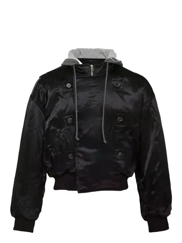 We11Done Double-breasted Hooded Jacket - Black