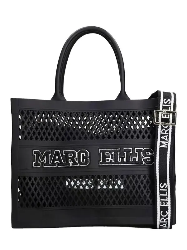 MARC ELLIS Logo-patch Perforated Tote Bag - Black