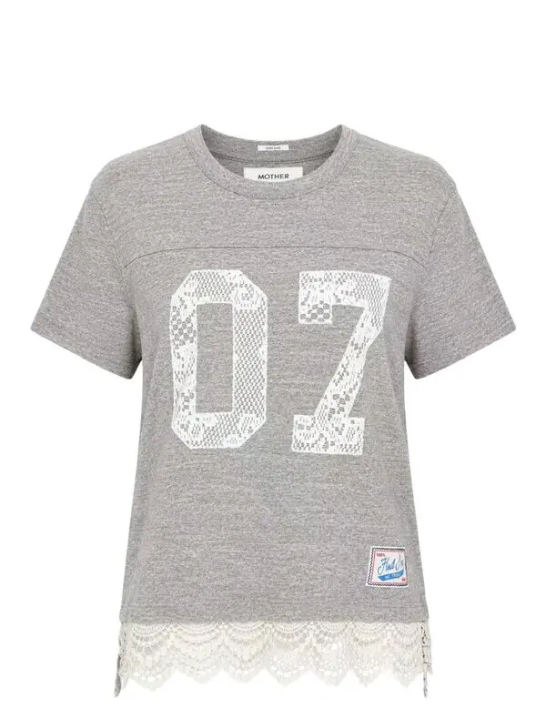 MOTHER The Footballer Lace-trim T-shirt - Grey