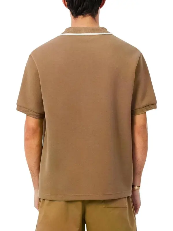 Lacoste Logo-patch V-neck Polo Shirt - Neutrals