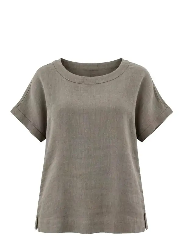 Marella Linen Short-sleeve Top - Grey
