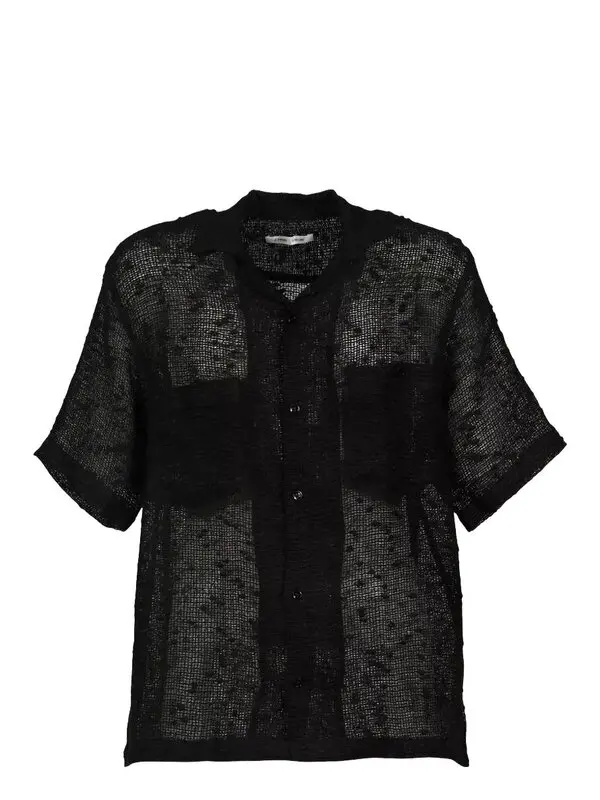 CMMN SWDN Dexter Mesh-knit Shirt - Black